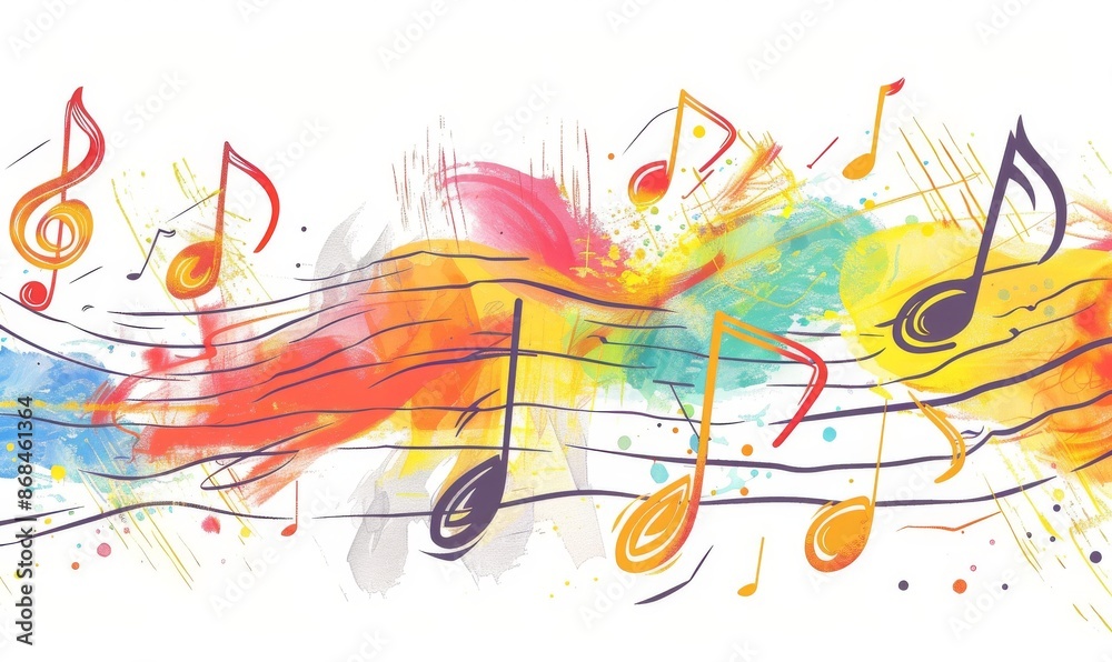 Continuous music line art note vector sketch illustration. Abstract ...