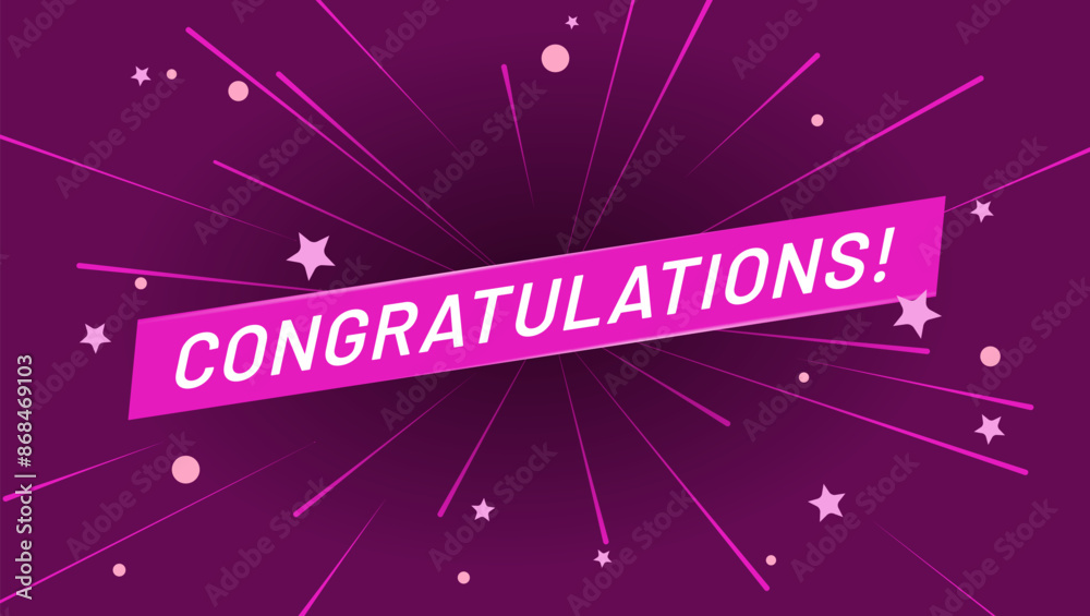 Winner fireworks illustration. Rich violet background for victory ...