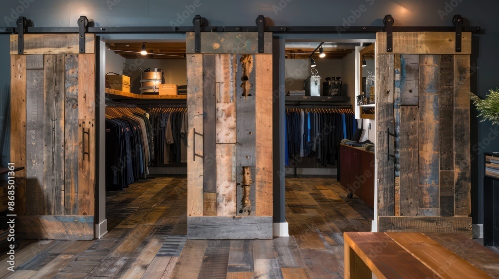 eco-friendly clothing store with fitting room doors made from salvaged ...