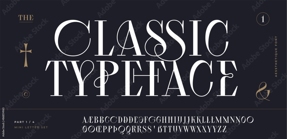 Classic serif font. Headline alphabet serif alphabet with graphic ...