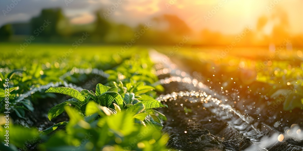 Efficient modern farm irrigation system conserves water and optimizes ...