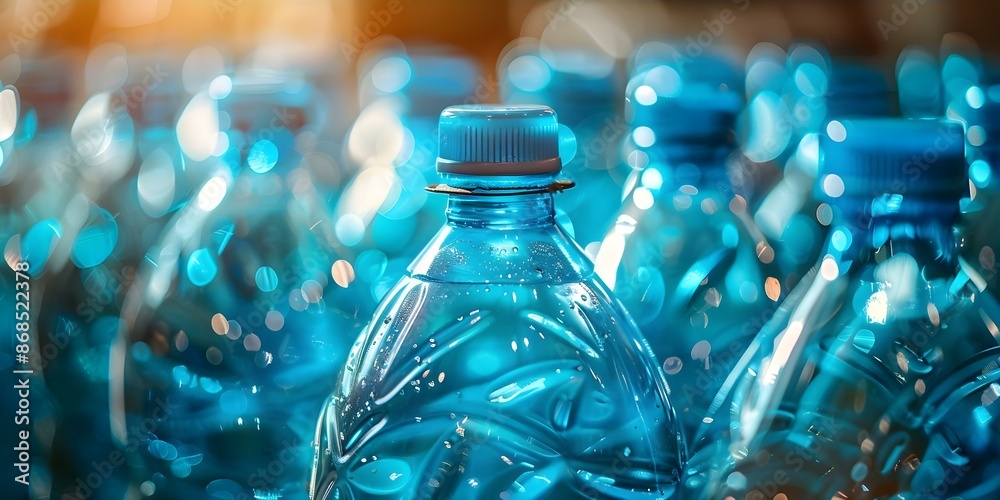 Abstract image of reused plastic bottles in a recycling upcycling ...