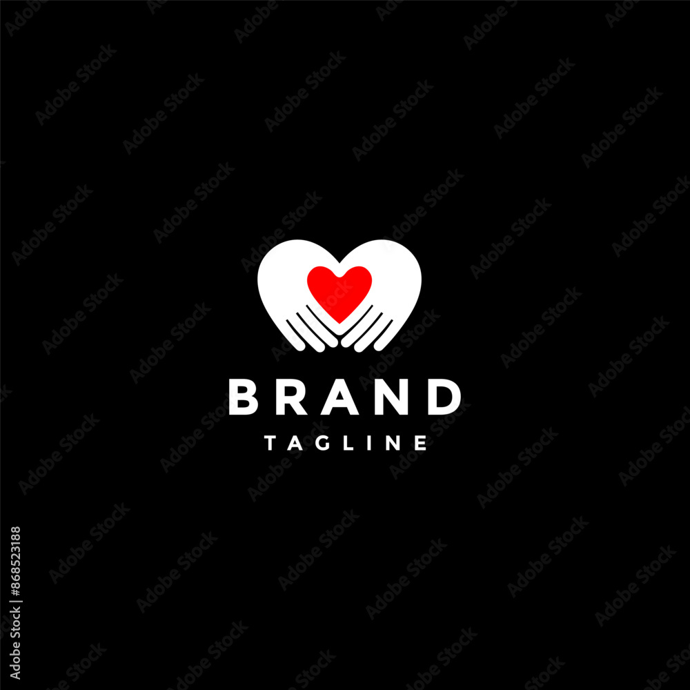 Heart Symbol Inside Two Hands Logo Design. Two Hands Connected Form ...