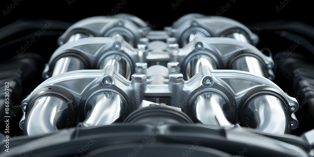 Custom intake manifold on high-performance vehicle in a sleek studio ...