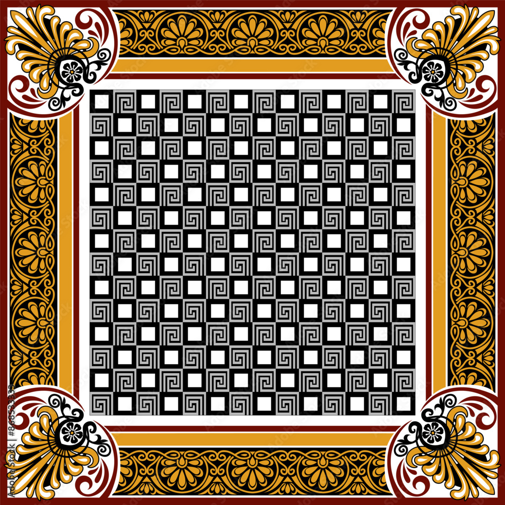 Beautiful design of silk scarf with traditional ancient Greek patterns ...