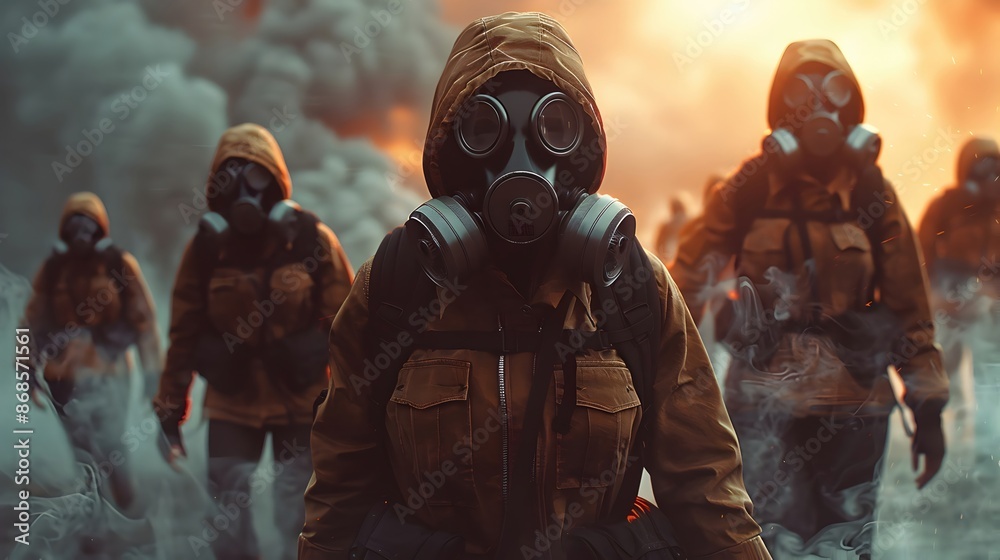 Gritty Depiction of Female Industrial Rock Band in Gas Masks Amid ...
