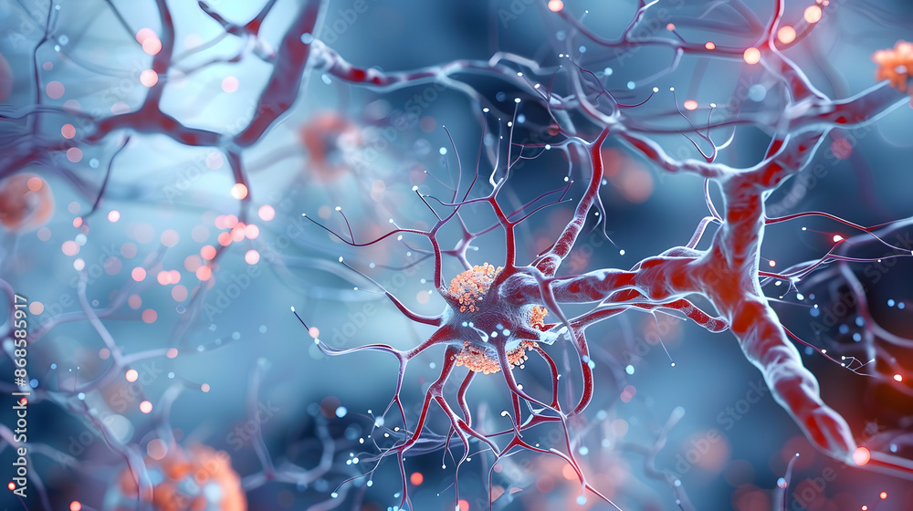 Visual representation of Alzheimer's amyloid plaques in a neuron ...