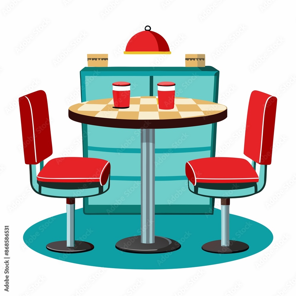 1950s-style diner table and chairs sit on white background, ready to ...