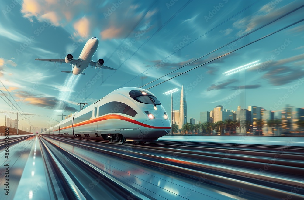 High-Speed Trains in Motion and Plane: Showcasing Convenient ...