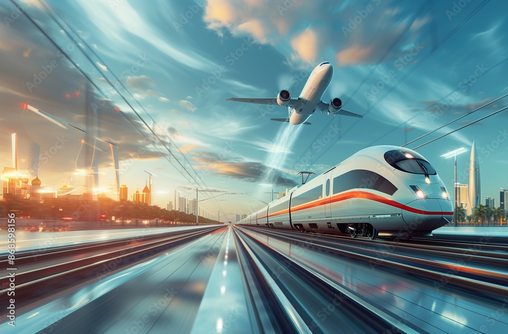 High-Speed Trains in Motion and Plane: Showcasing Convenient ...