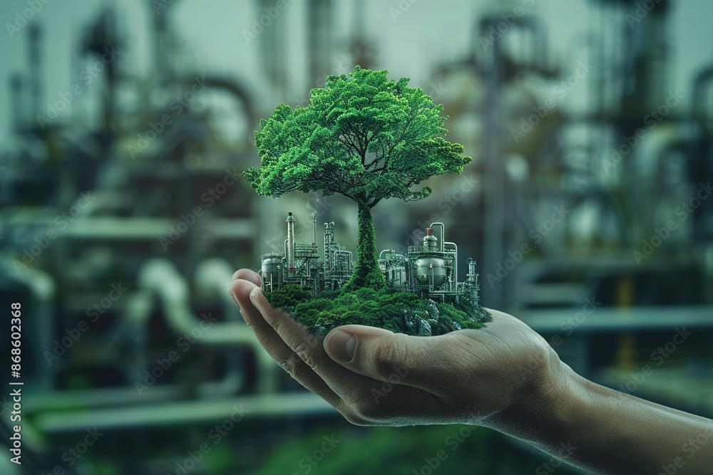 hi tech, mechanical technology for carbon neutrality concept ...