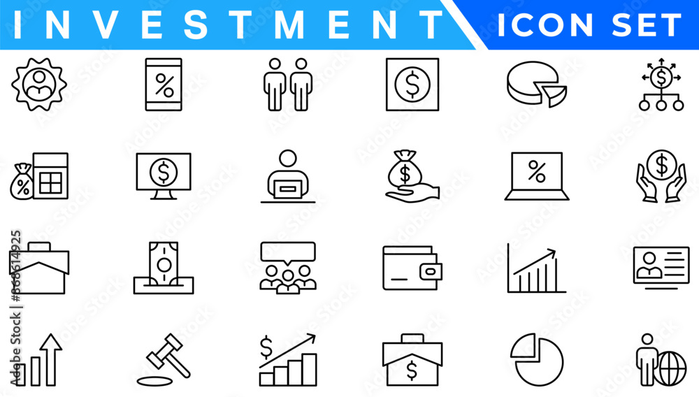 Set of line icons related to accounting, audit, and taxes. Outline icon ...