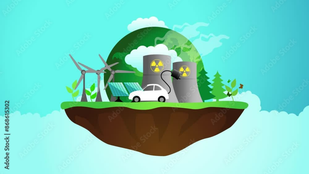 Motion graphic of a soil with eco friendly green energy icons. Combines ...