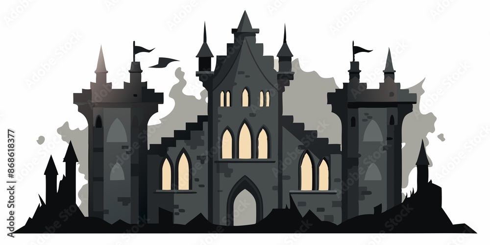 abandoned castle, ancient, white background, gothic castle, The ...