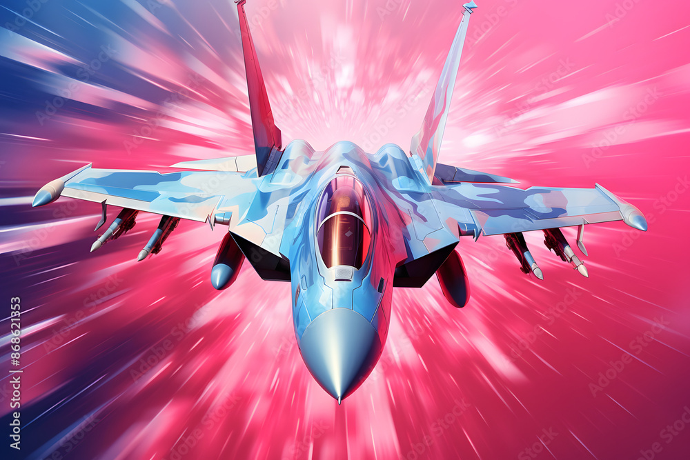 illustrated fighter jet with motion blurred background, fighter jet ...