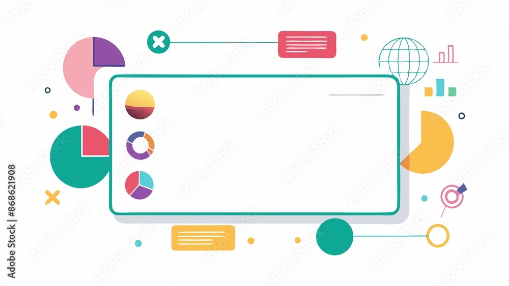 blank white frame and infographic elements set on clean white ...