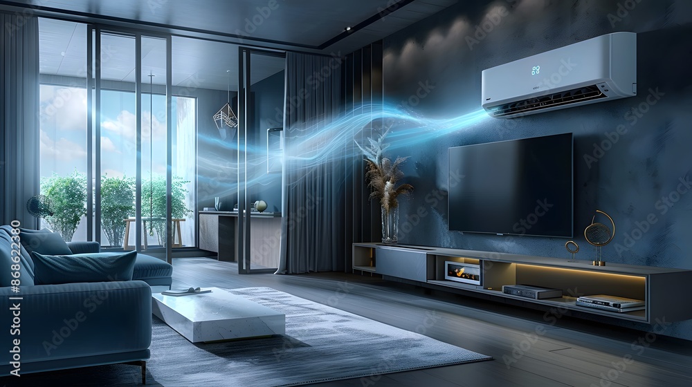 Air conditioning unit emitting a cool breeze in the summer season into ...