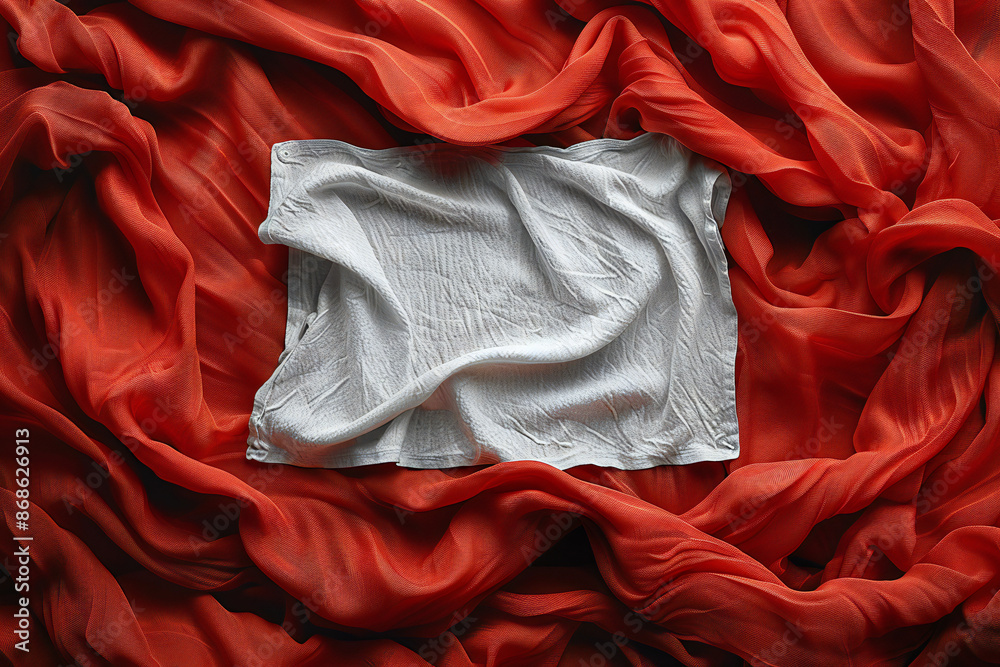 Laundry Care Label on Red Shirt Fabric Texture Stock Photo | Adobe Stock