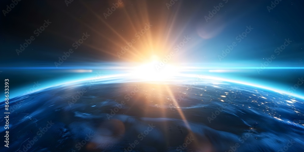 ภาพประกอบสต็อก Clear view of Earth against a blue backdrop. Concept ...
