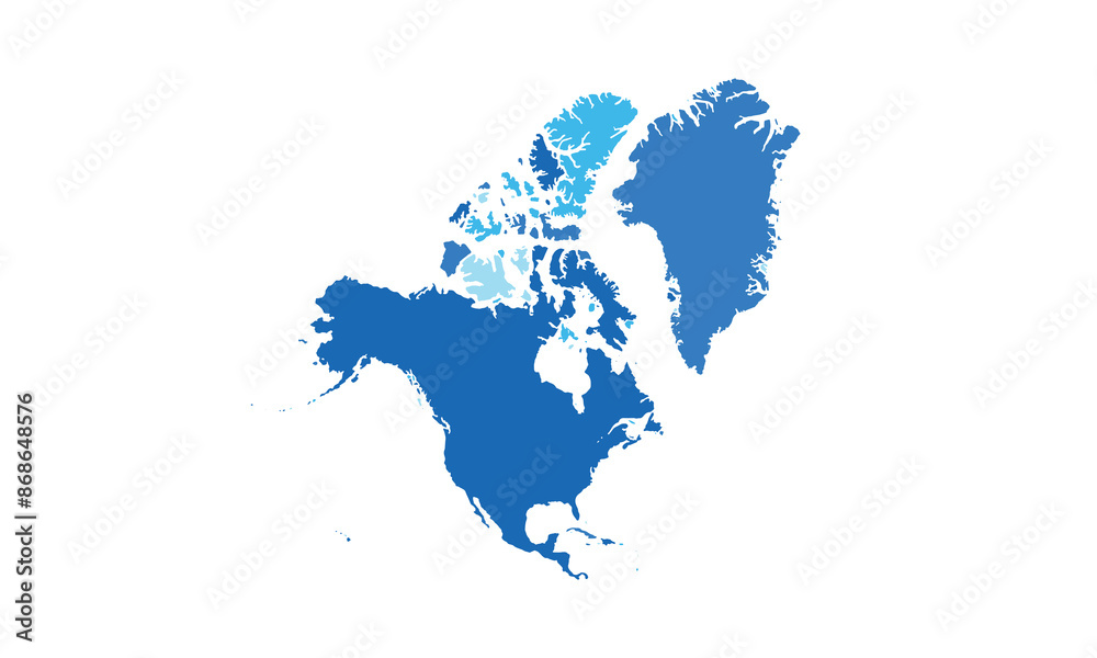 Map of north and central America isolated modern colorful style. for ...