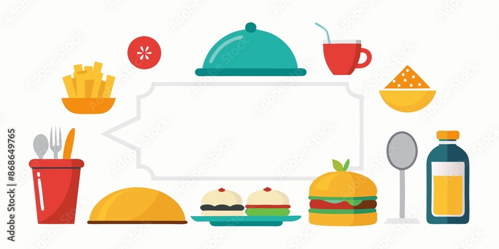 White background with simple collection of menu items, perfect for ...