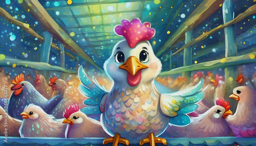 oil painting style cartoon character illustration Close up of white ...