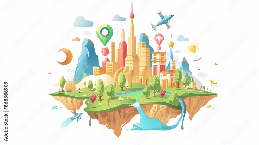 Geolocation dashboard for navigation, digital map, and GPS. Travel ...