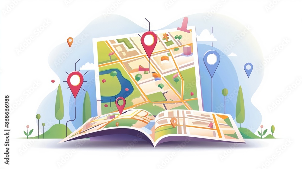 Geolocation dashboard for navigation, digital map, and GPS. Travel ...