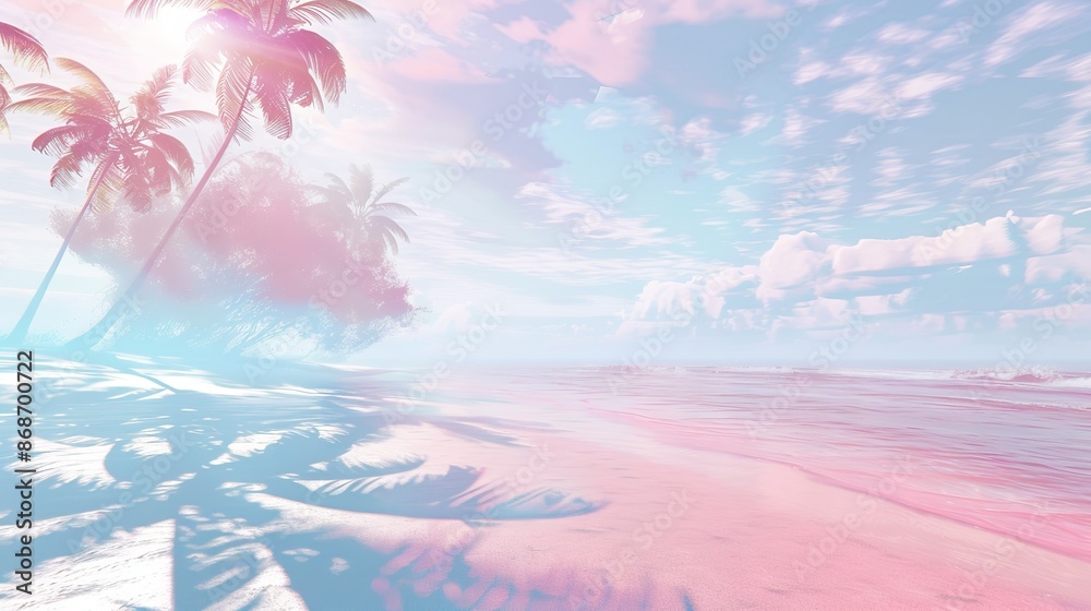 Pastel Colors of Tropical Beach Drawing Background Summer, Stock ...