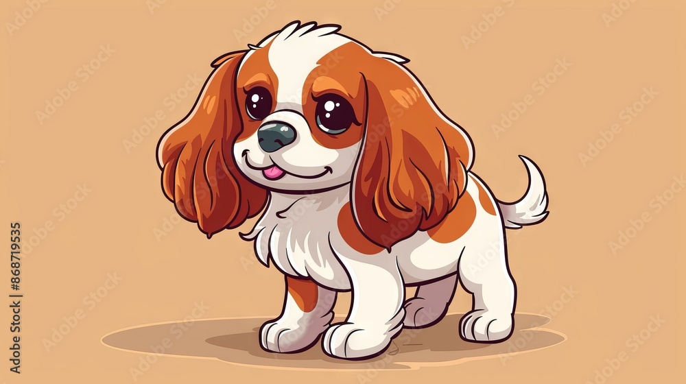 Adorable cartoon cavalier king charles spaniel puppy. Cute cartoon ...