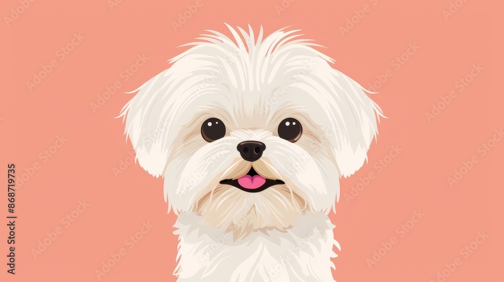 Adorable maltese dog illustration. Cute cartoon illustration of a white ...