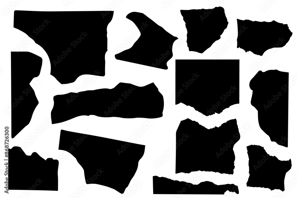 Vecteur Stock Vector black silhouettes of pieces of ripped paper scrap ...