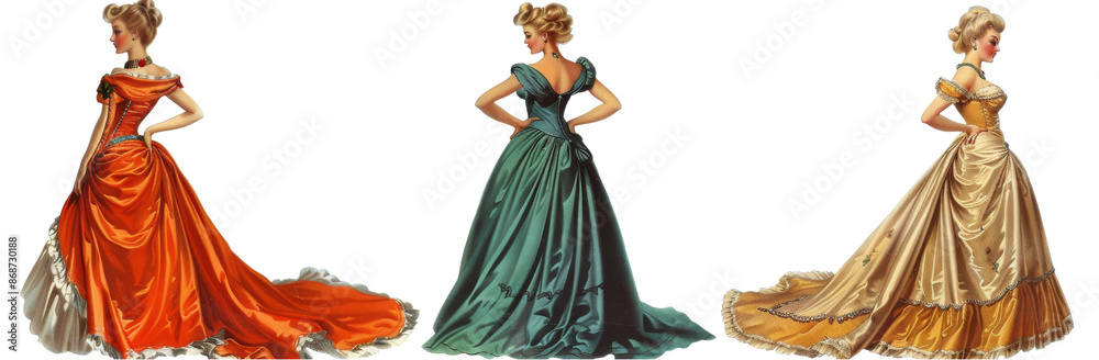 Modern Beauty Queens in Contemporary Gowns Glamourous Set of 3 with ...