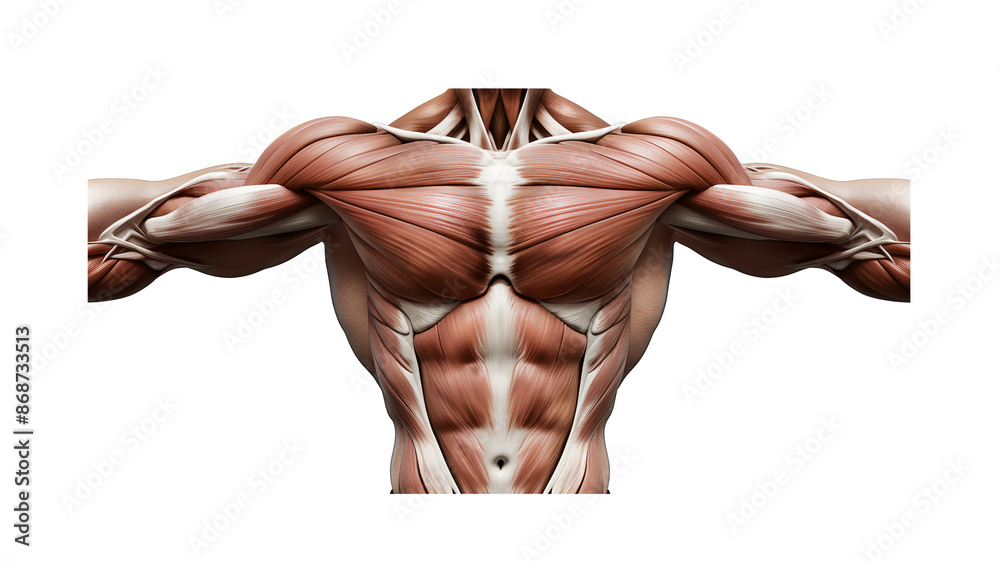 Anatomical illustration of a male back showing detailed muscle ...