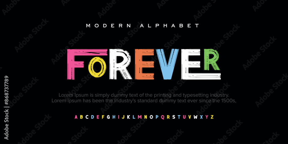 Forever Modern minimal abstract alphabet fonts. Typography technology ...