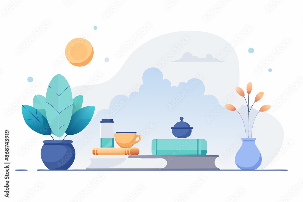 calm, mindfulness, background, collection, Serene minimalist corner ...