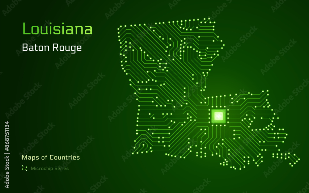 Vetor de Luisiana Map with a capital of Baton Rouge Shown in a ...
