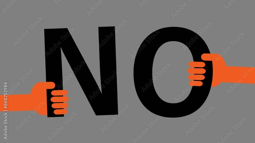 negative response,hands holding letters resembling word no conveying a ...