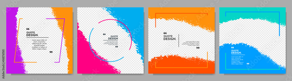 Vector illustration. Hand drawn abstract color frame set. Ink brush ...