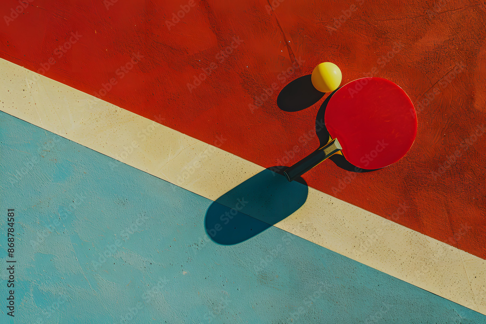 vibrant illustration of Ping Pong rackets and ball background. World ...