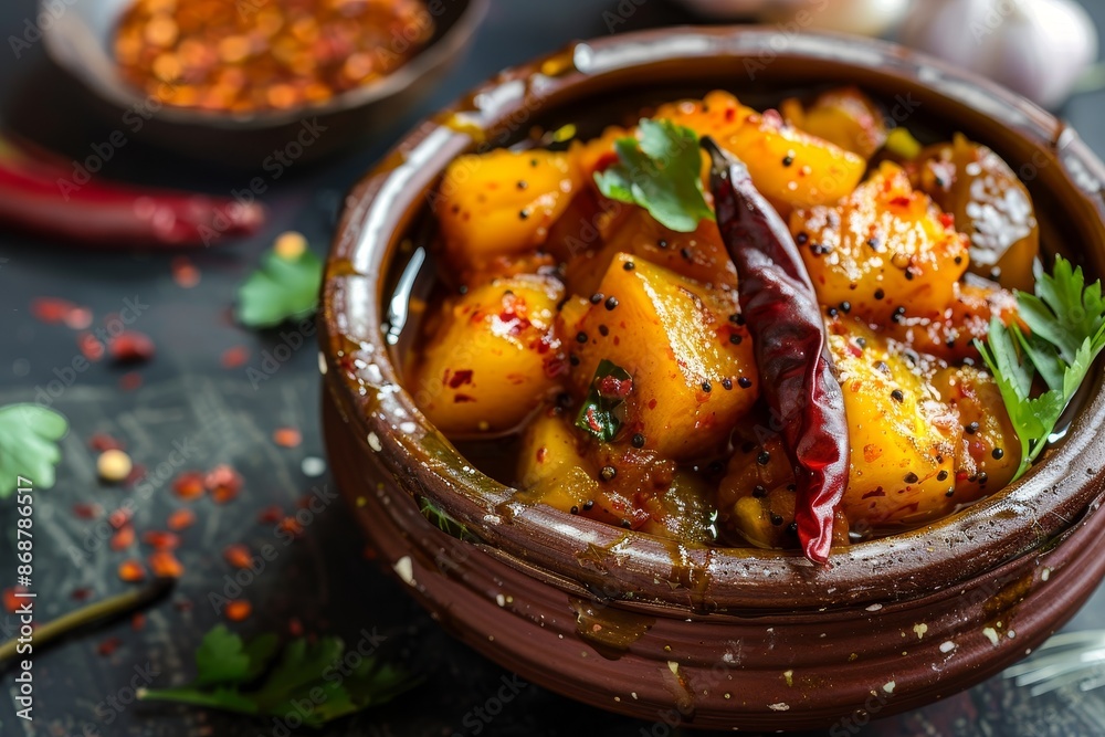 Mango pickle also known as aam ka achar is made from unpeeled raw green ...