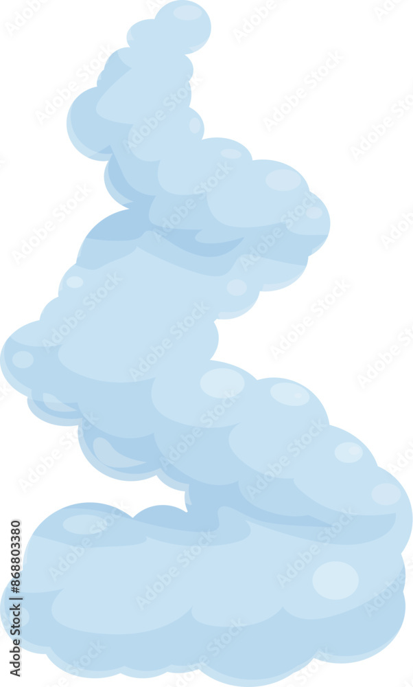 Cartoon blue smoke cloud is swirling up on white background Stock ...