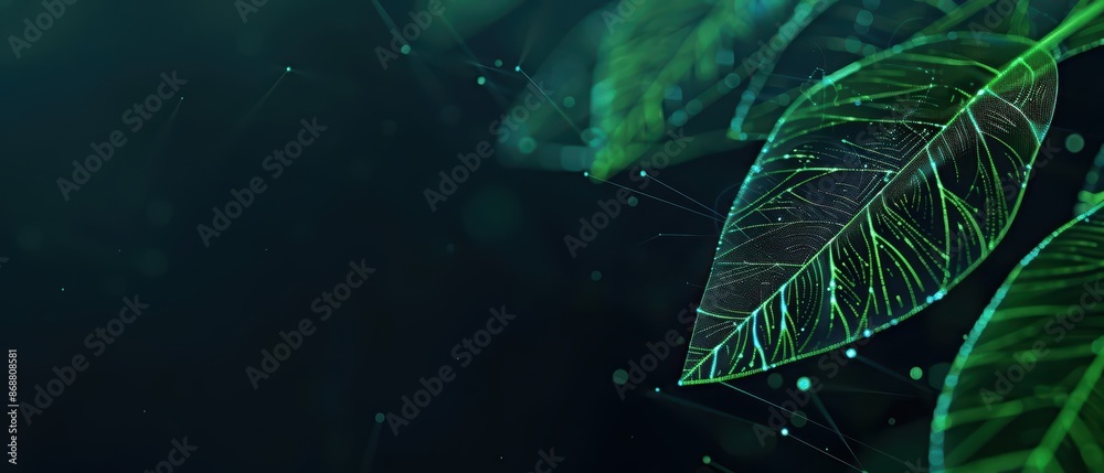 Conceptual minimal banner featuring a cyber leaf splash theme with ...