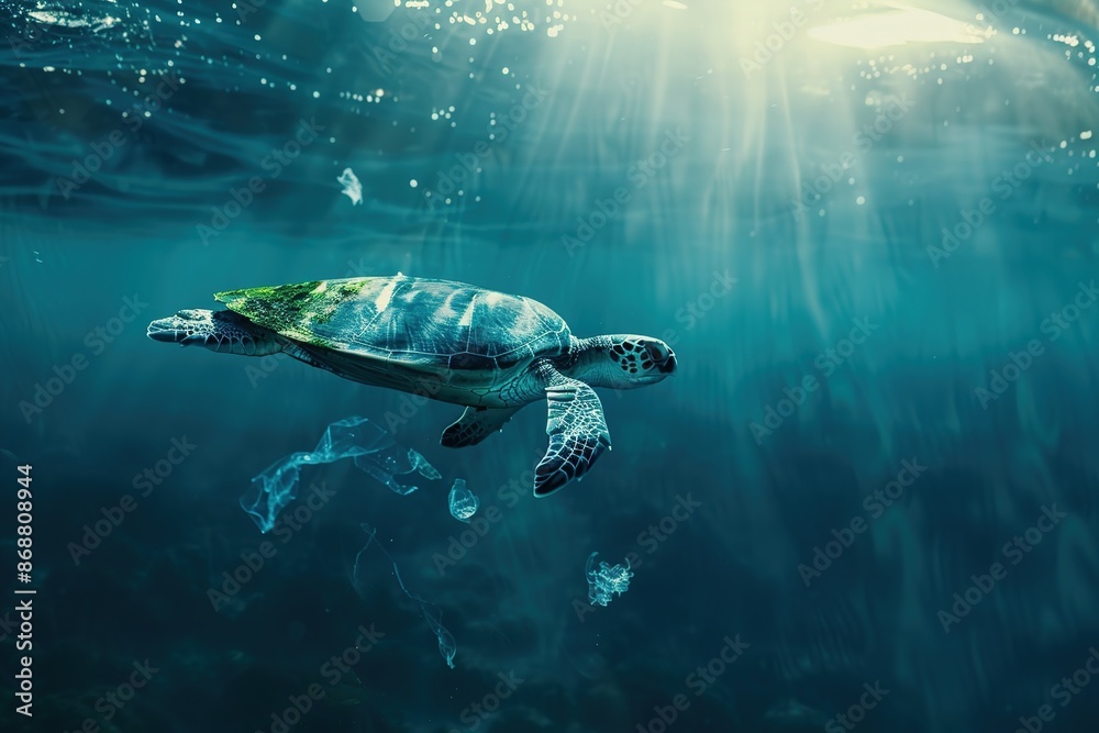 Sea turtle swimming in ocean, Plastic pollution in ocean, Turtles eat ...