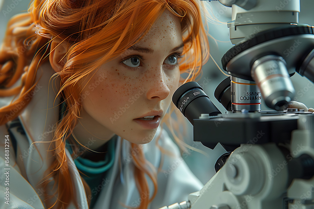 Sally Exploring the Microscopic World in a High-Tech Lab, Inspiring ...