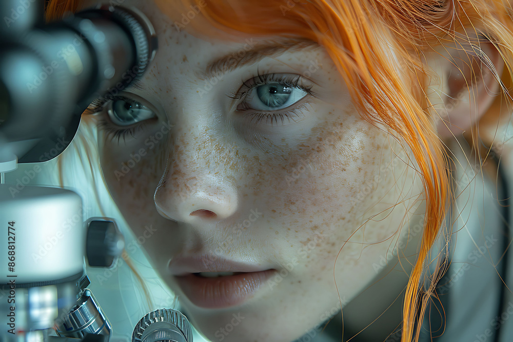 Sally the microscope Sally her eyes wide with wonder looking through a ...