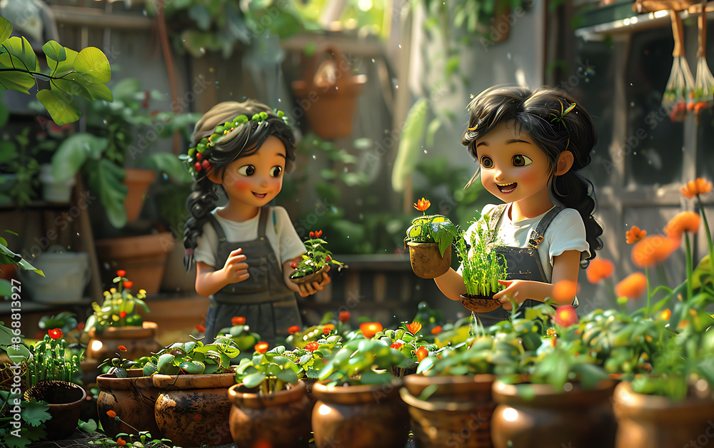 Fiona teaching gardening Fiona teaching group of kids how to garden ...