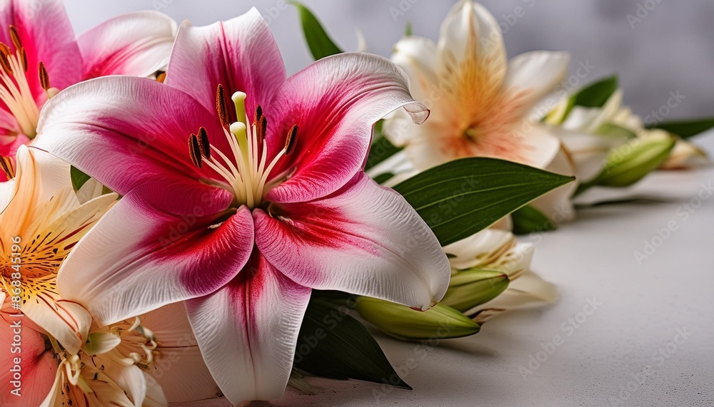 funeral lily on white background copy space for sympathy cards ...
