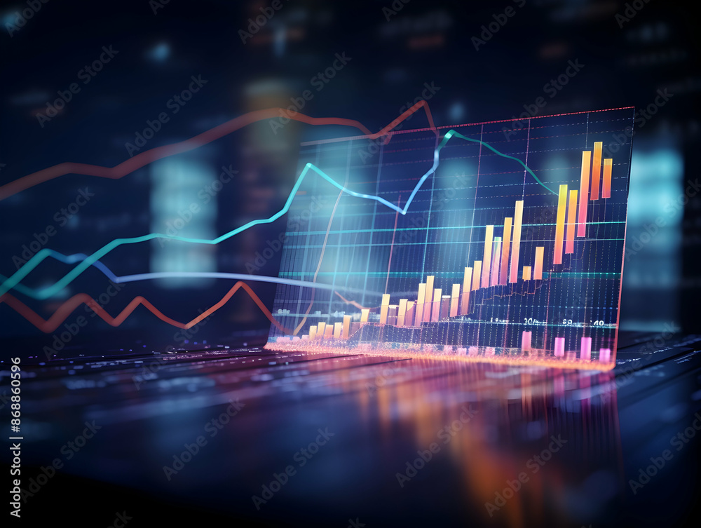 Financial data document, graph chart report statistic, marketing ...