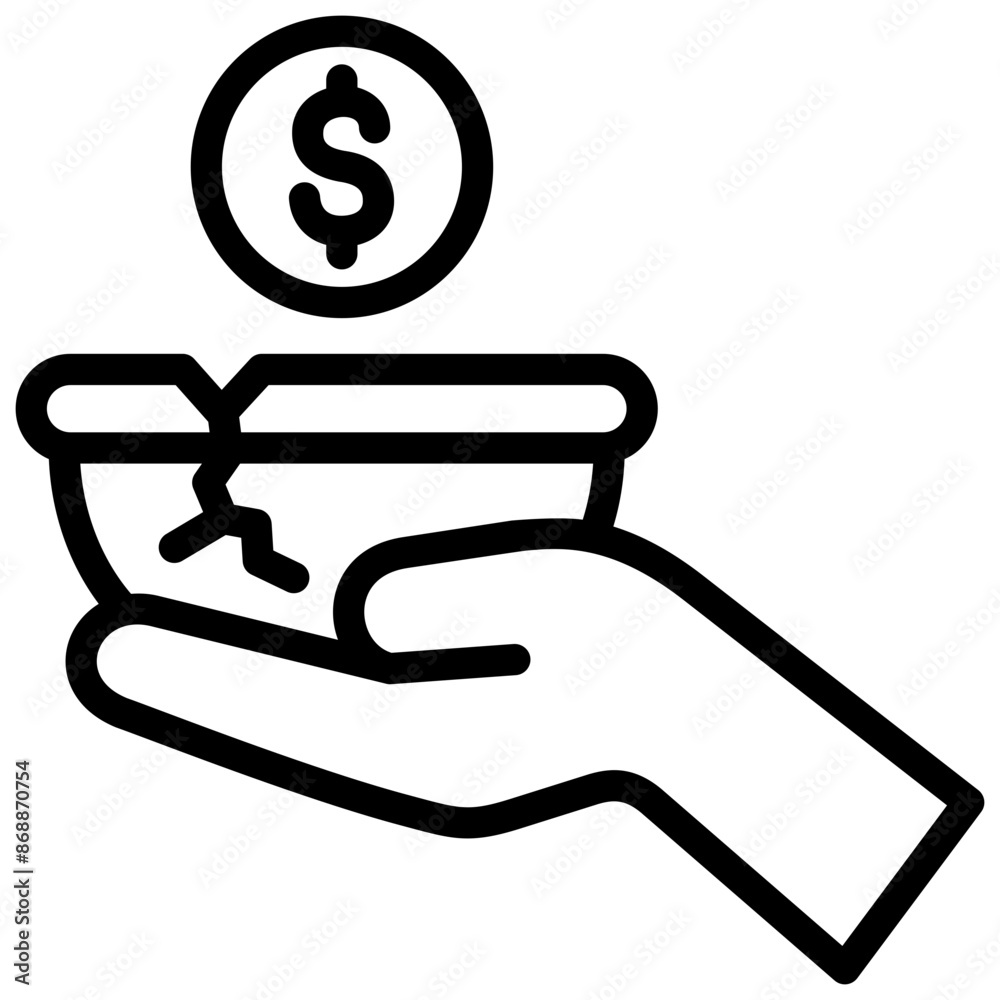 beg icon illustration design with outline Stock Vector | Adobe Stock